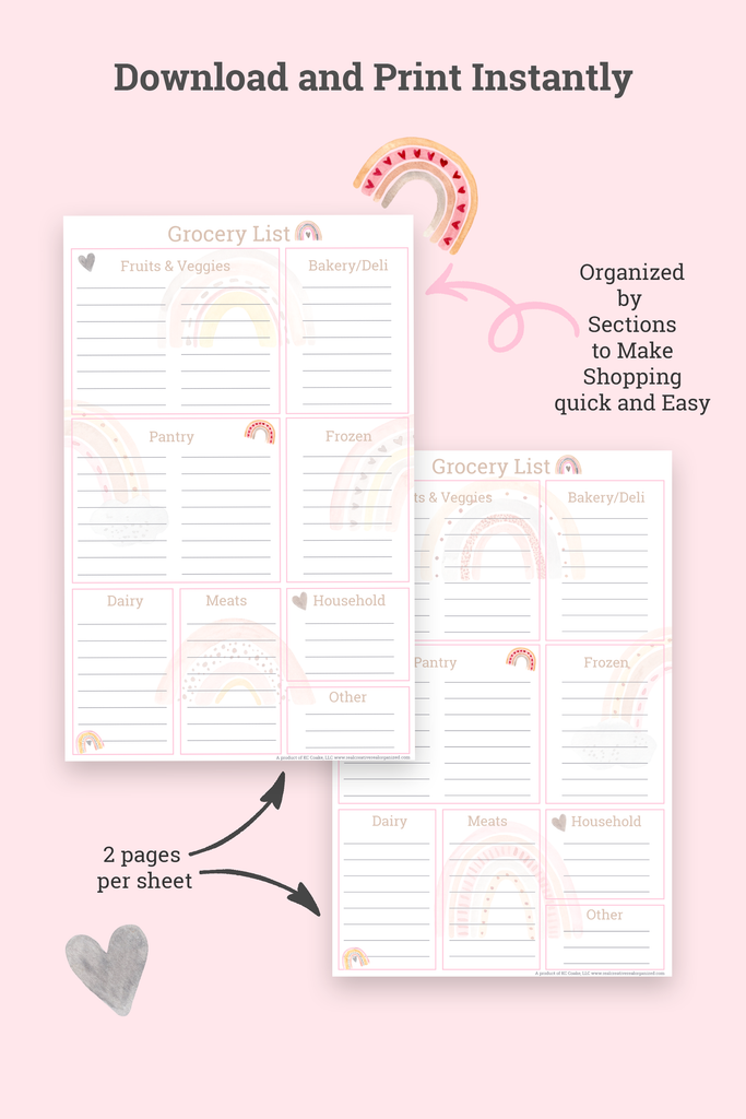 Printable Grocery Shopping List – Real Creative Real Organized